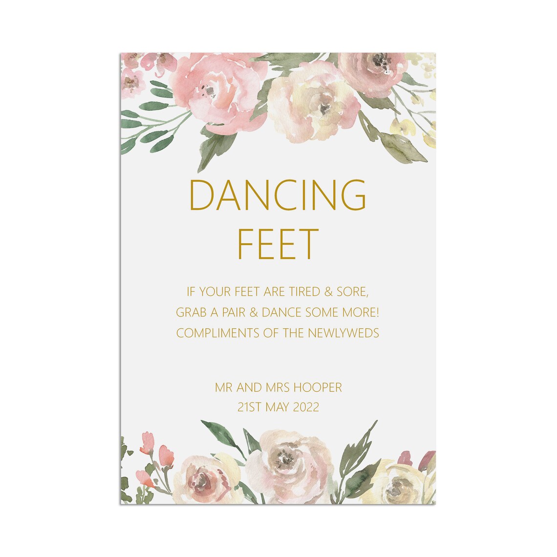 Dancing Feet Flip Flop Wedding Sign Personalised Blush Floral - Etsy UK