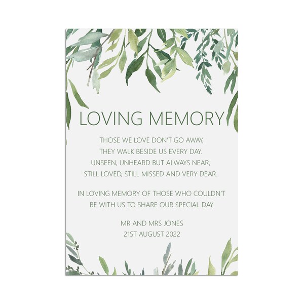 Wedding Rememberance Sign - Etsy UK
