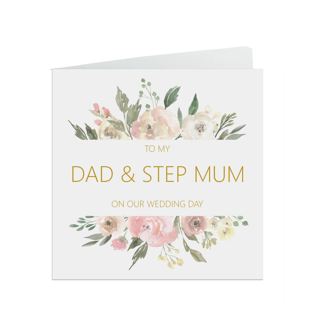 Dad And Step Mum On Our Wedding Day Card Blush Floral 6x6 Etsy Uk