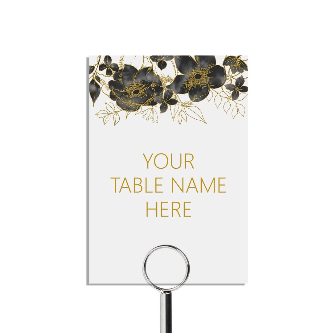 Table Name Cards Black & Gold Custom Wording 5x7 Inches - Etsy