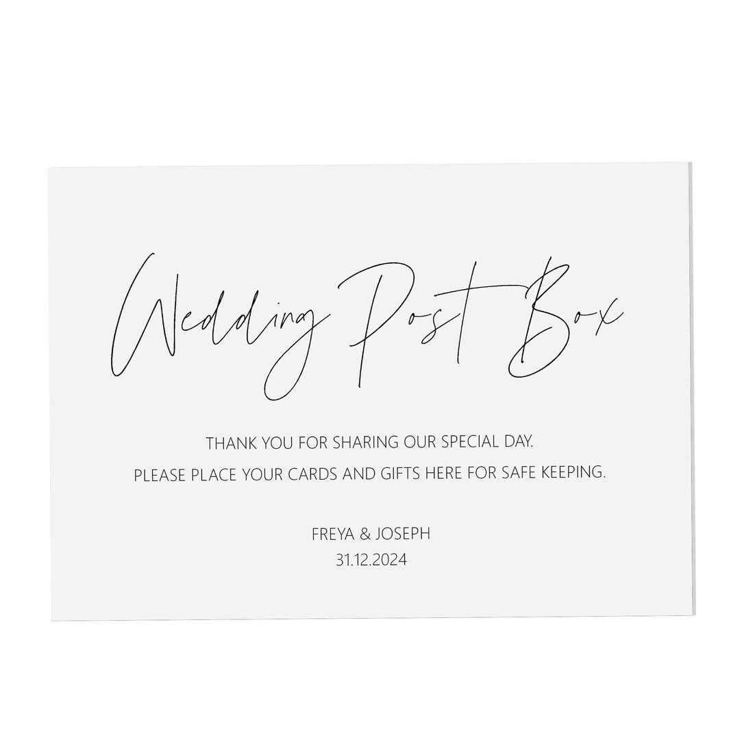 Wedding Post Box Sign, Personalised Black & White A5, A4 or A3 Sign - Etsy