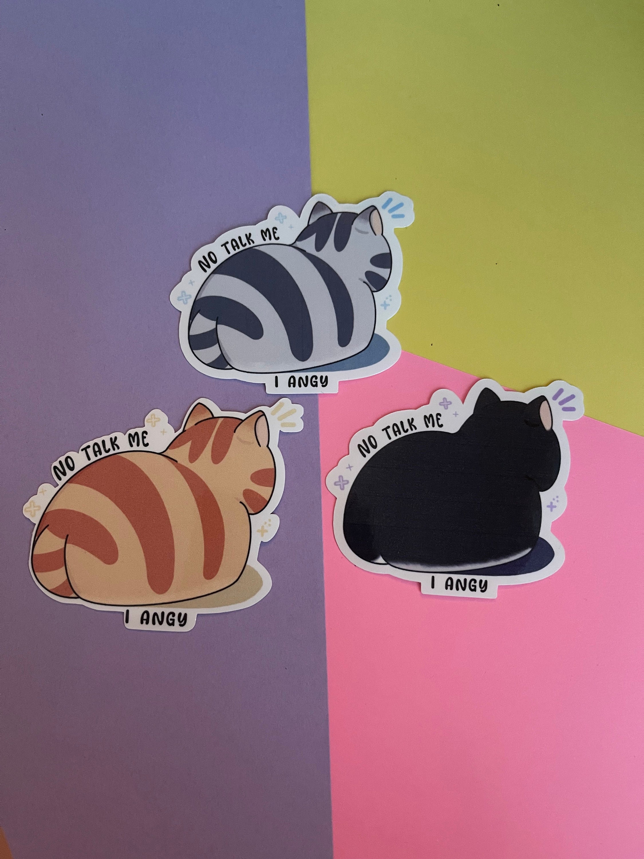 No Talk Me I Angy Cat Waterproof Vinyl Sticker - Etsy