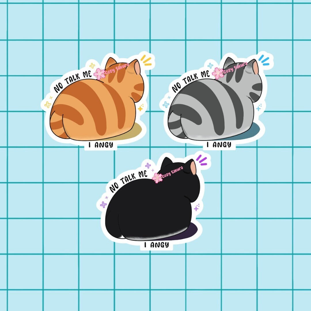 No Talk Me I Angy Cat Waterproof Vinyl Sticker - Etsy