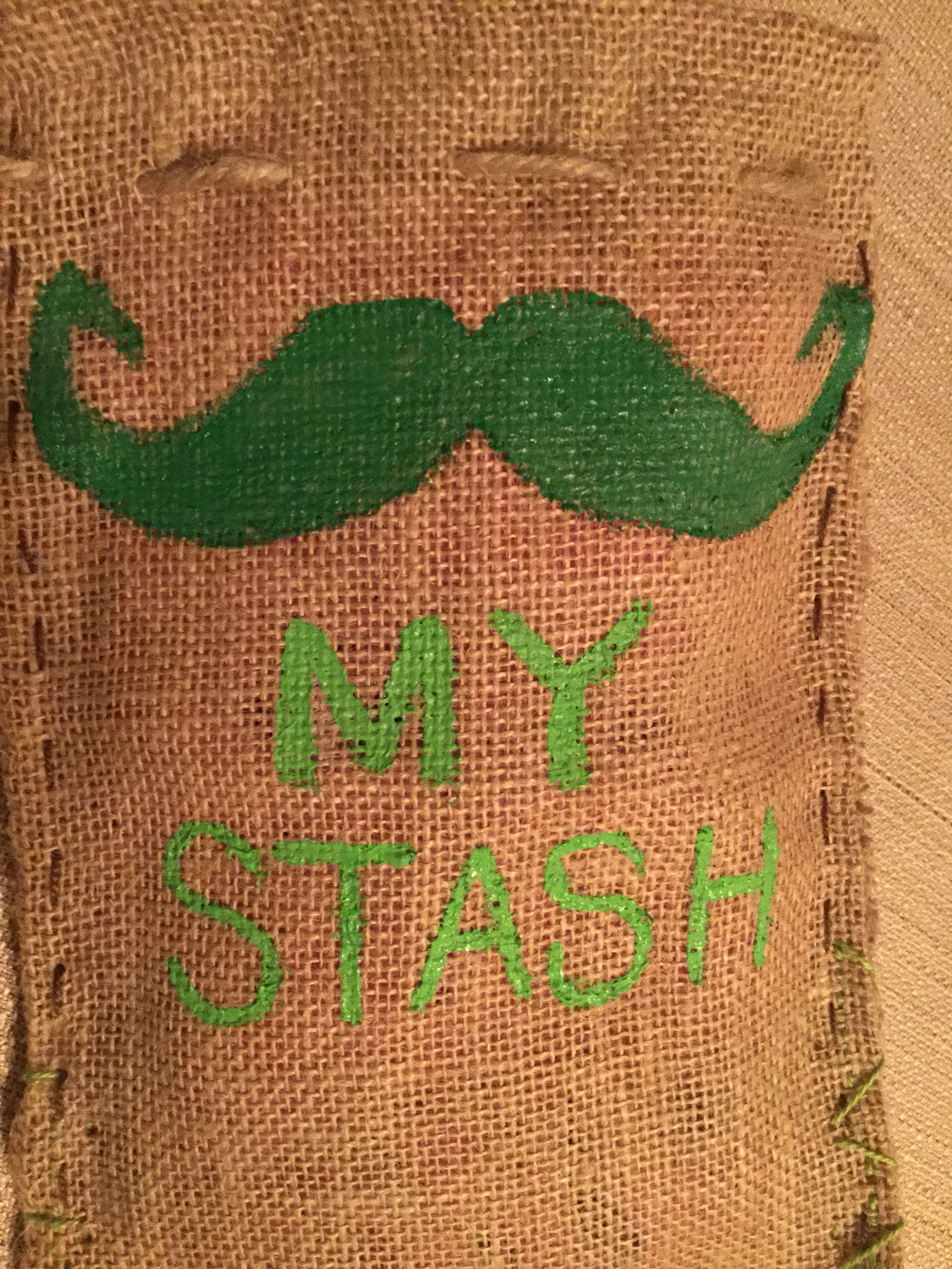 Burlap 'my Stash' Pull String Pouch! Thick Mustache & 'my Stash ...