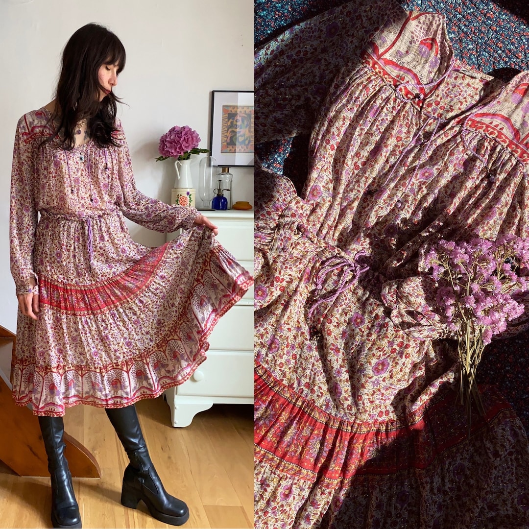 Vintage Indian Gauze Set With Matching Skirt and Shirt // Size L - Etsy
