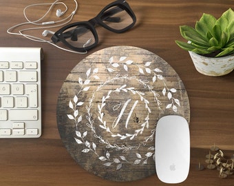 Personalized Mouse Pad, Drink Coaster Watercolor Mouse Mat Wreath Mouse ...