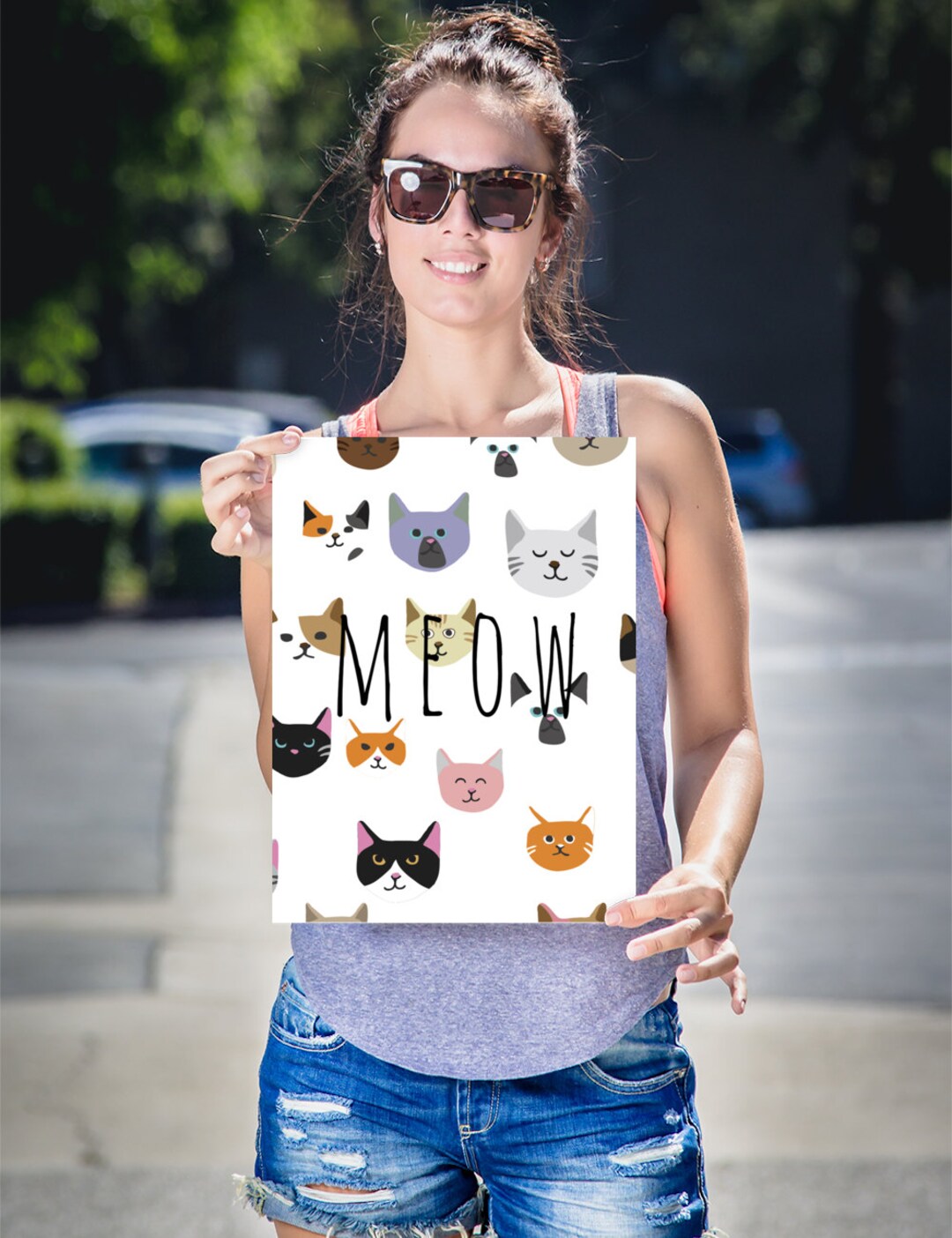 Wall Art Print Cat Poster, Cat Art Print, Cats, Home Wall Decor, Modern ...