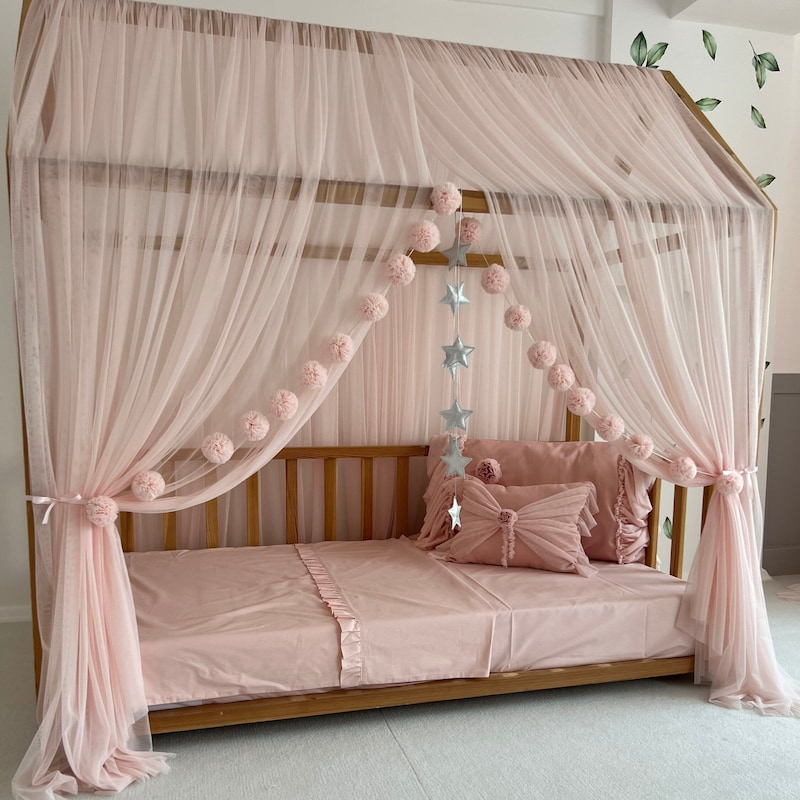 Pink Bed Canopy Toddler Bed - Etsy