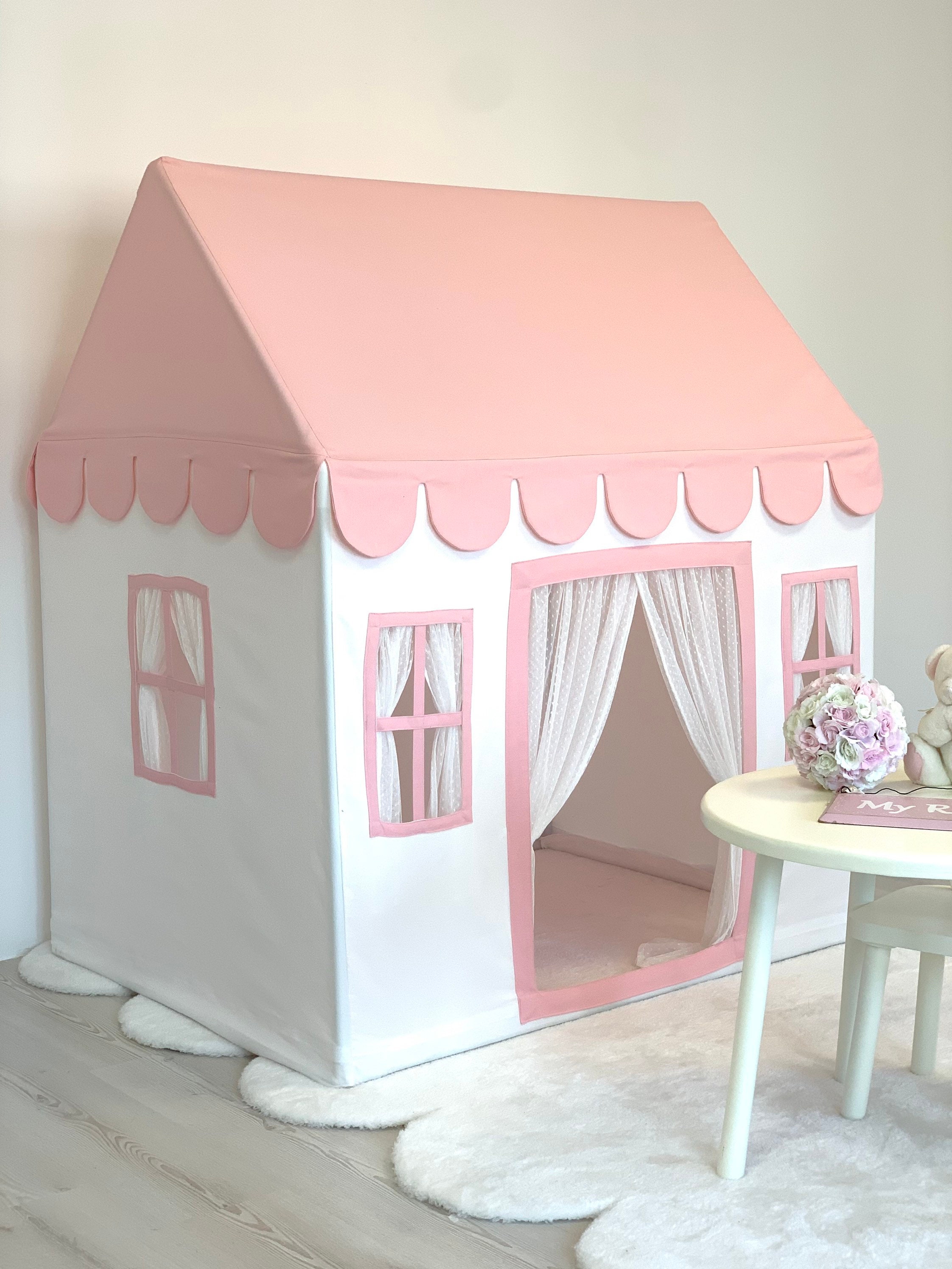 Playhouse Kids Playhouse in Pink and White Canvas Play House - Etsy