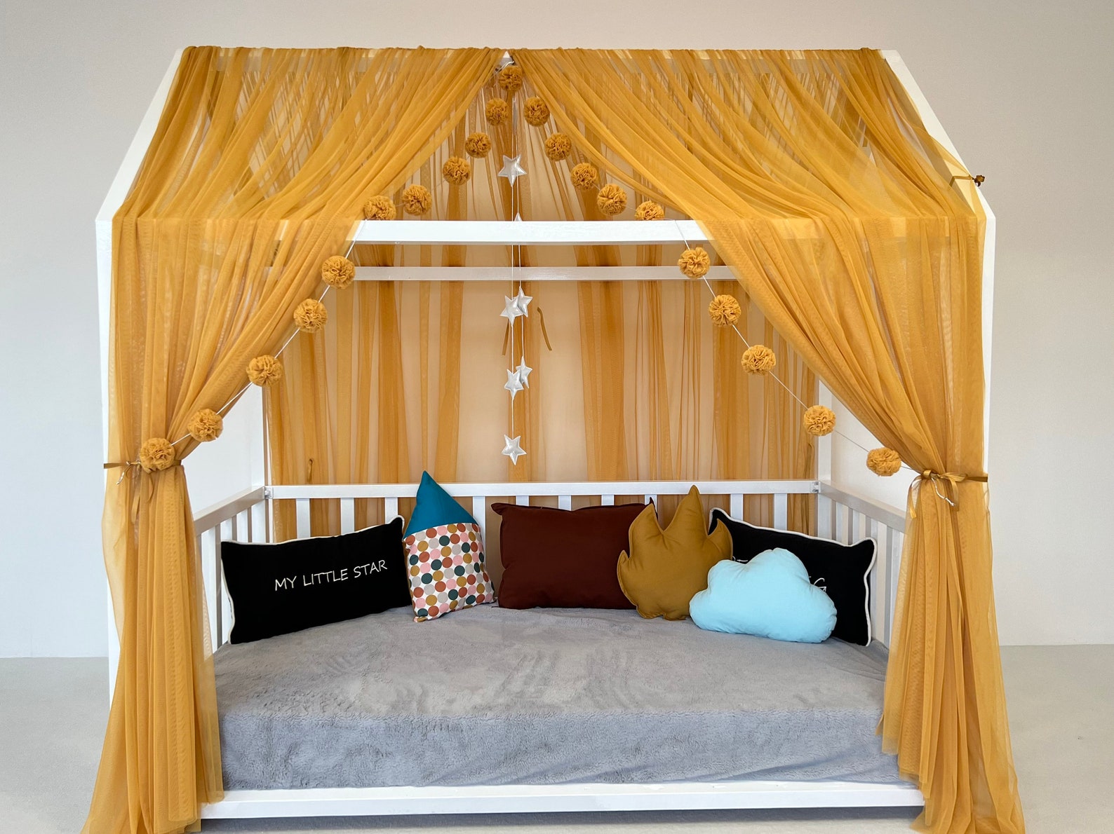 Mustard House Bed Canopy, Tulle Canopy, Customized Montessori Bed ...
