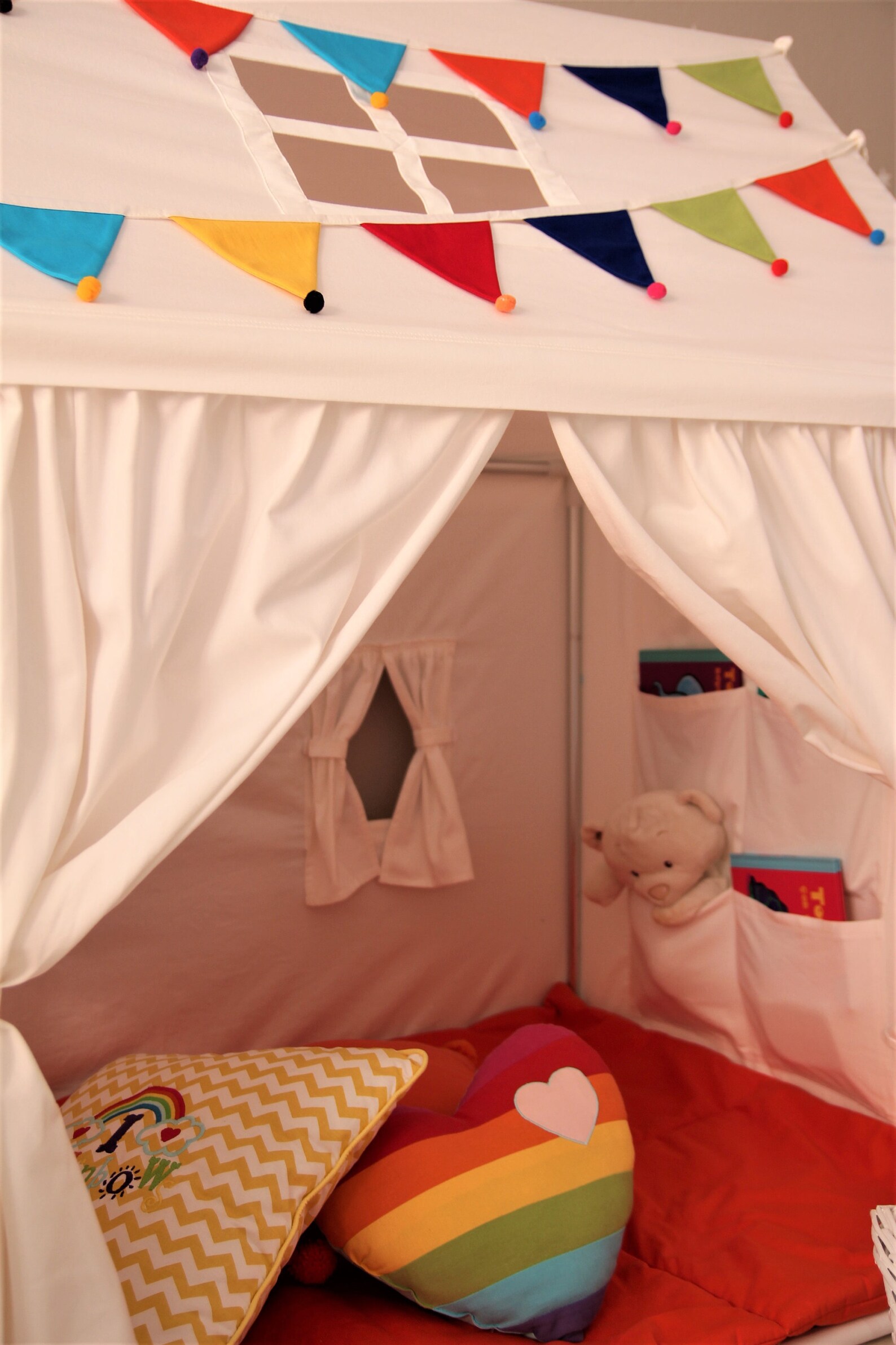 Playhouse Tent, Rainbow Teepee, Indoor Tipi, Play House Tipi, Canvas Playhouse, Unisex Wigwam ...