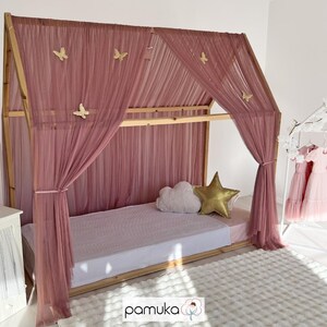Dusty Rose Montessori Bed Canopy, Customized Bed Canopy, House Bed ...