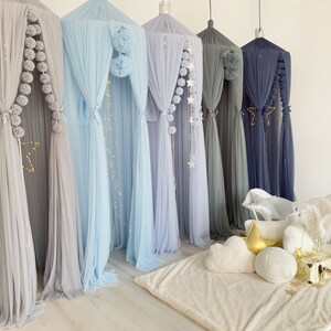 Blue Kids Bed Canopy, Kids Canopy, Crib Netting, Sky Blue Color Canopy ...