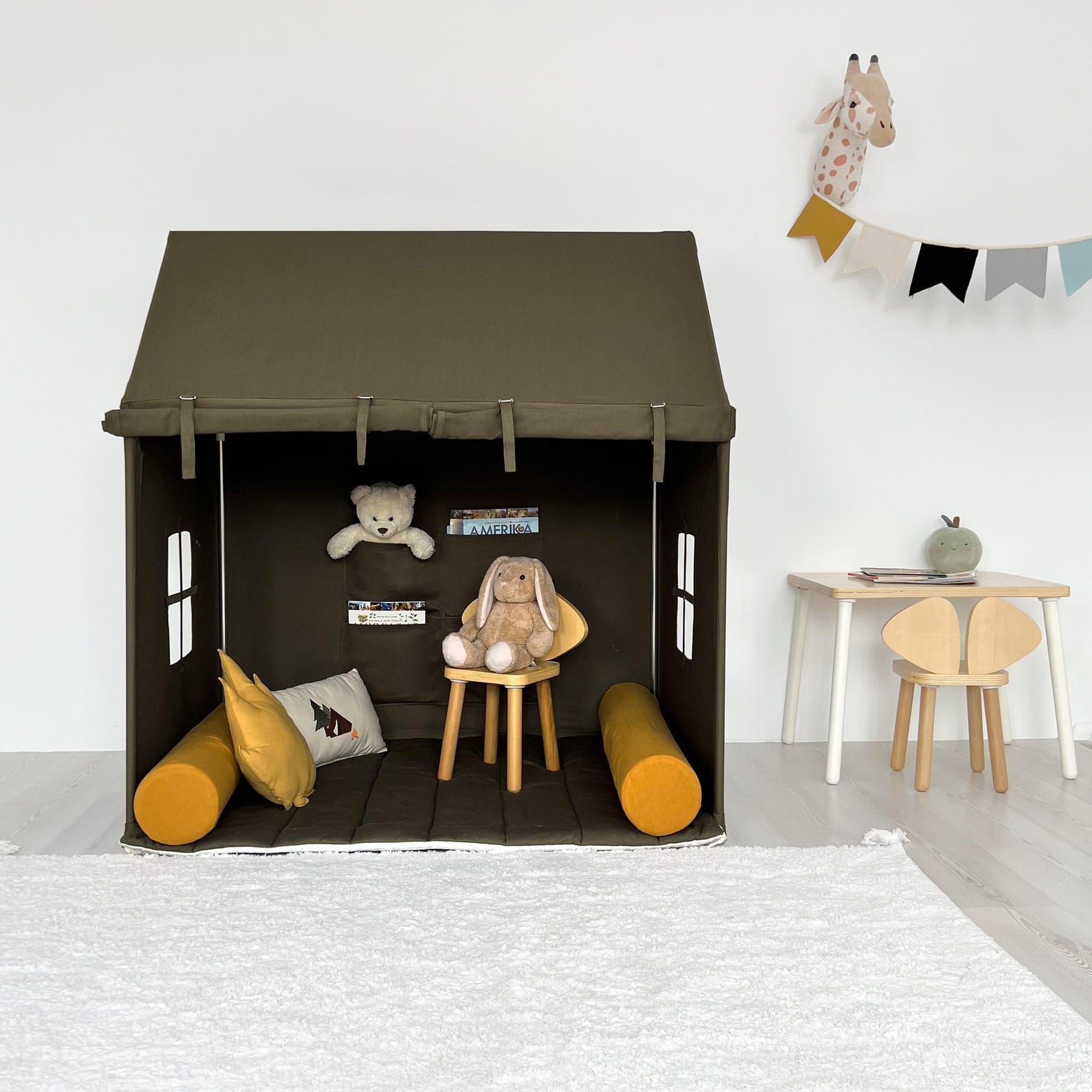 Kids Play Tent House With Windows, Indoor Canvas Playhouse Tent, Gift ...