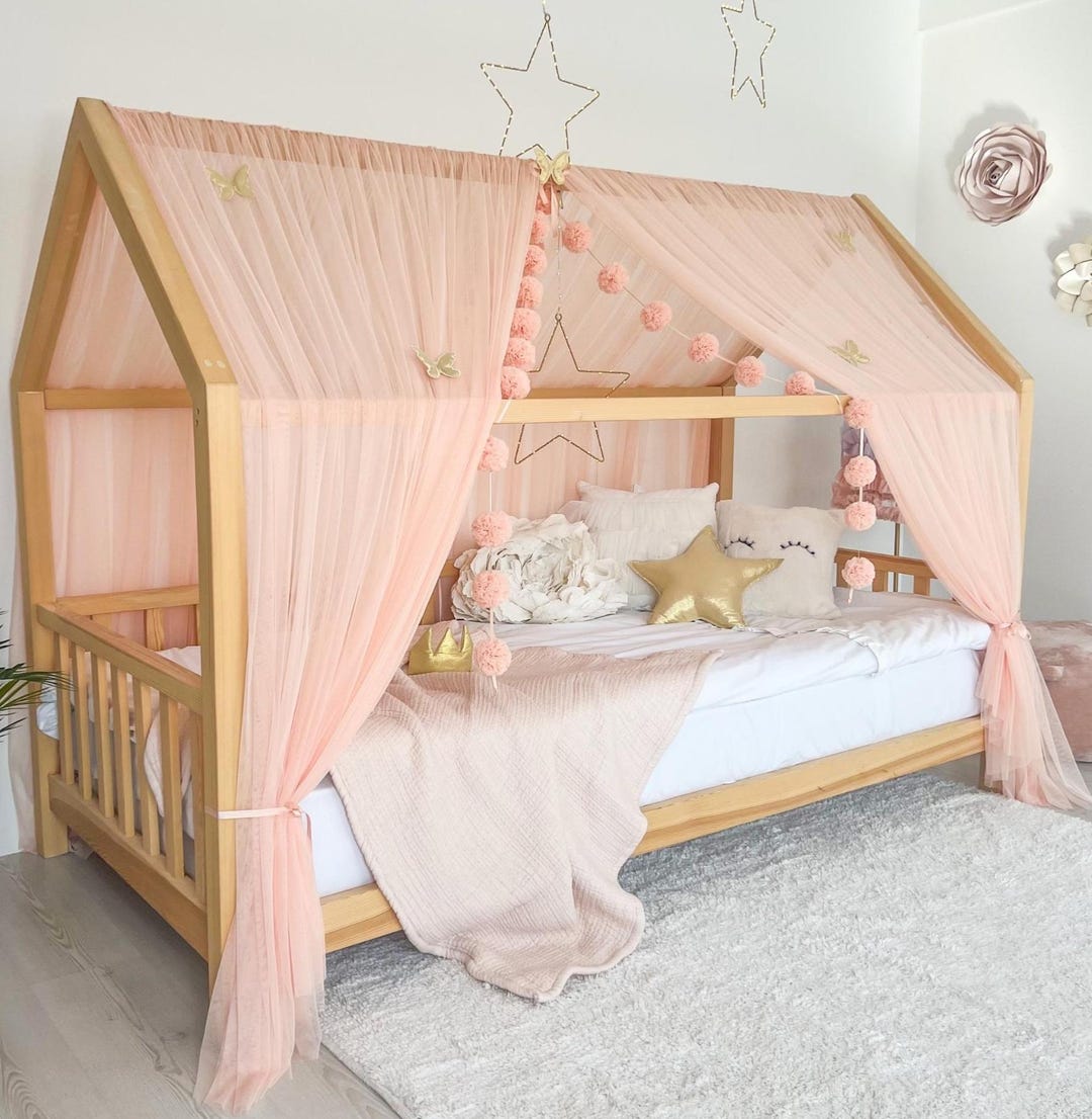 Salmon Montessori Bed Canopy, Personalized Bed Canopy, Canopy for House ...