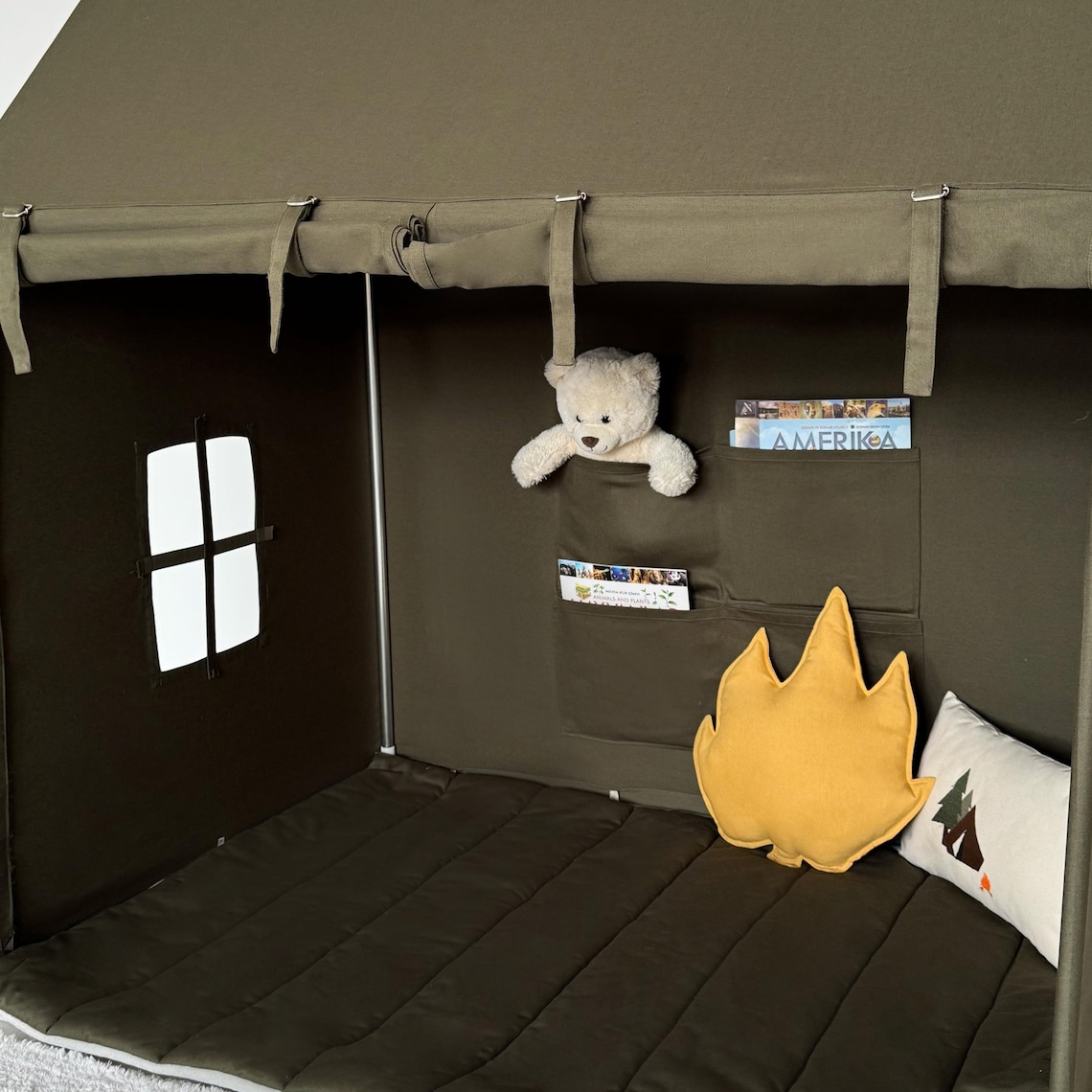 Kids Play Tent House With Windows, Indoor Canvas Playhouse Tent, Gift ...