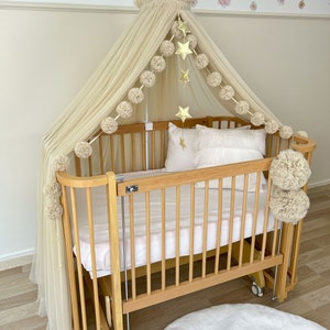 Beige Crib Canopy, Nursery Bed Canopy, Canopy Bed Curtains, Tulle ...
