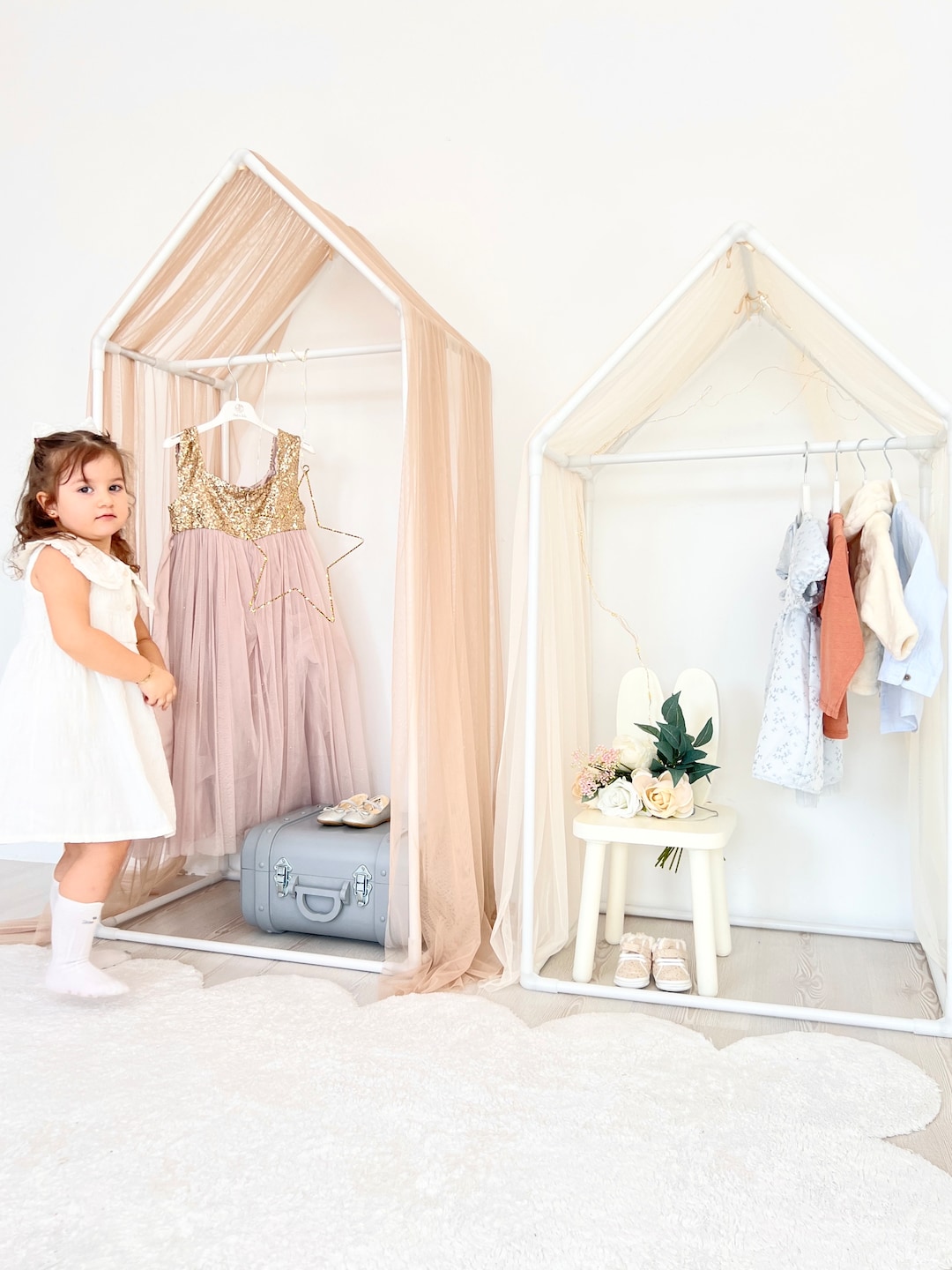 Luxury Canopy Kids Clothing Rack, Montessori-inspired Dress up Wardrobe ...