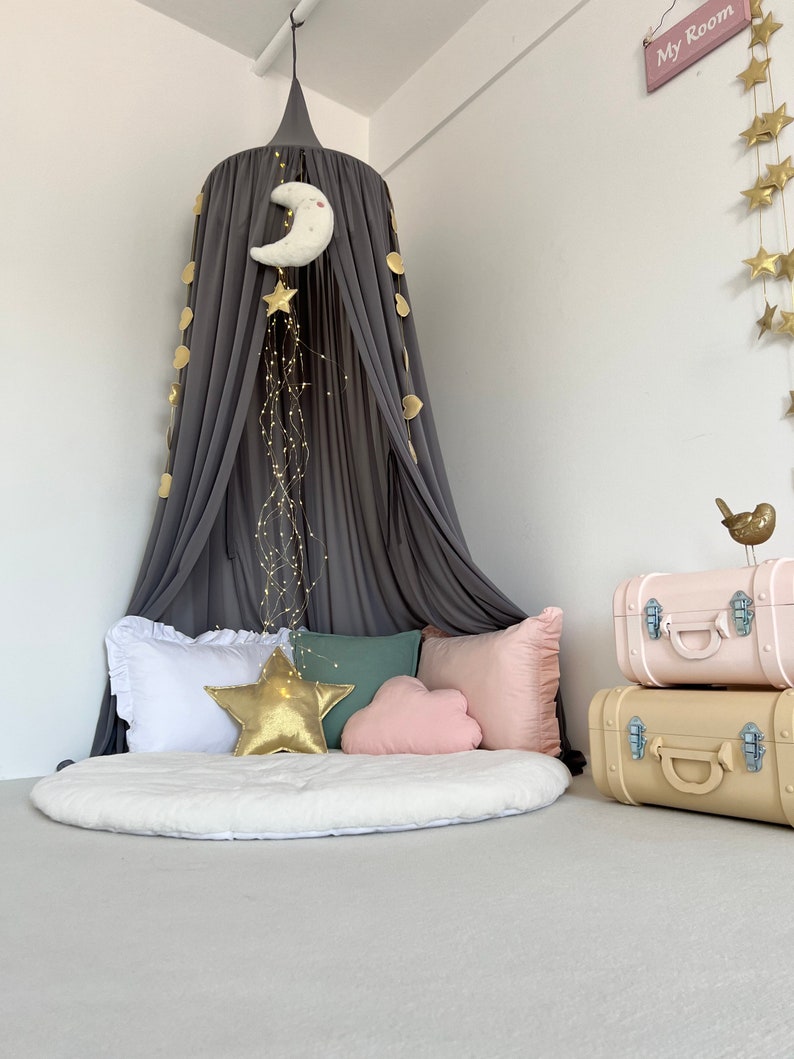 Grey Canopy Baldachin Dark Grey Canopy Hanging Tent Canopy - Etsy