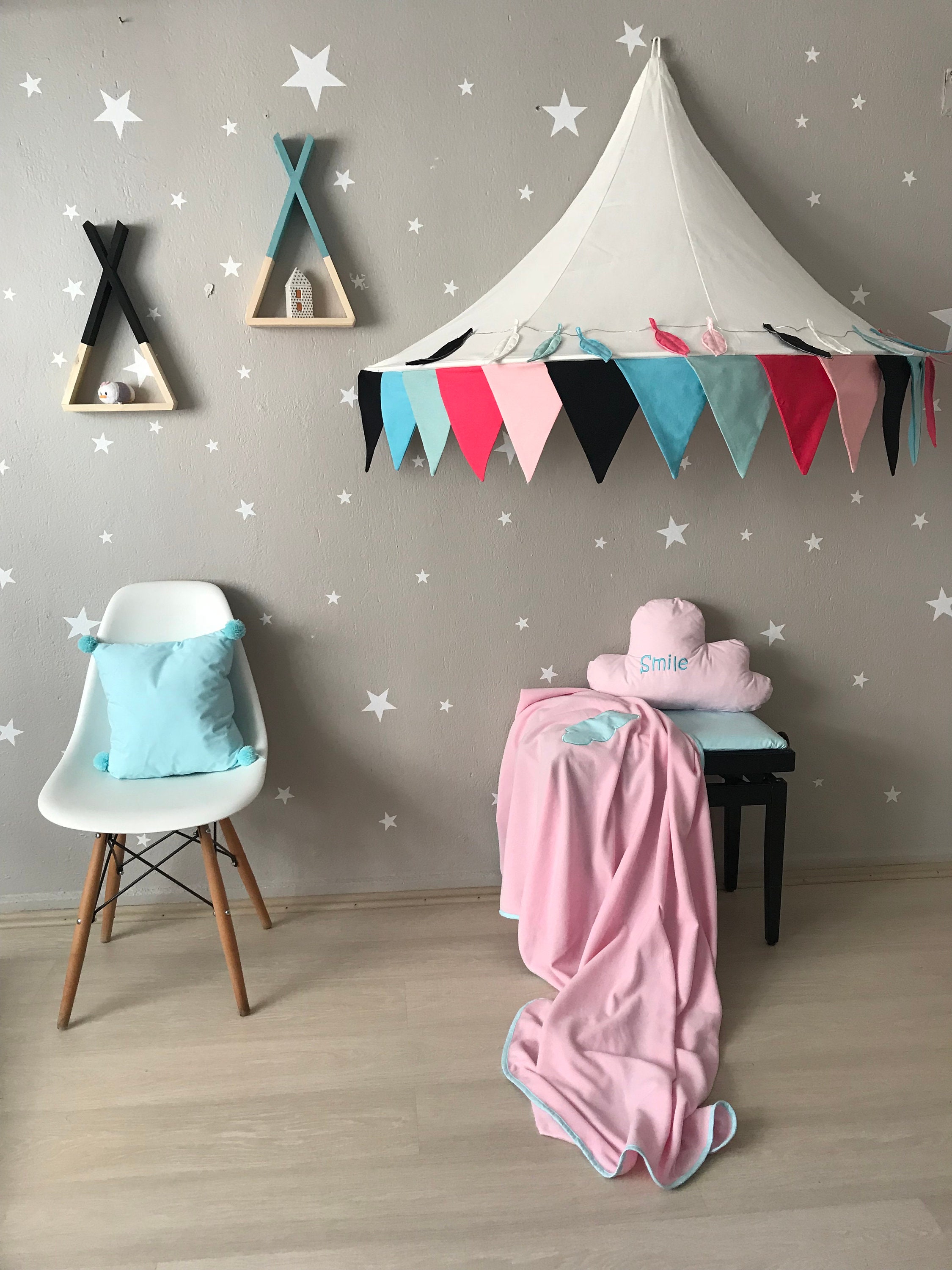 Canopy Tepee, Play Corner, Kids Teepee, Hanging Kids Tent, Canopy ...