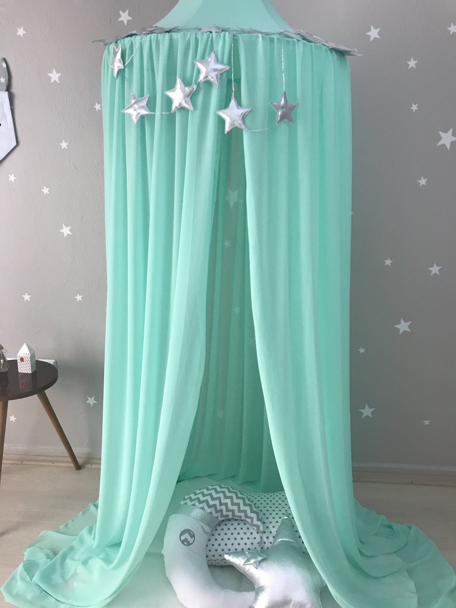 Bed Canopy Chiffon baldachin Mint Canopy Kids Ceiling | Etsy