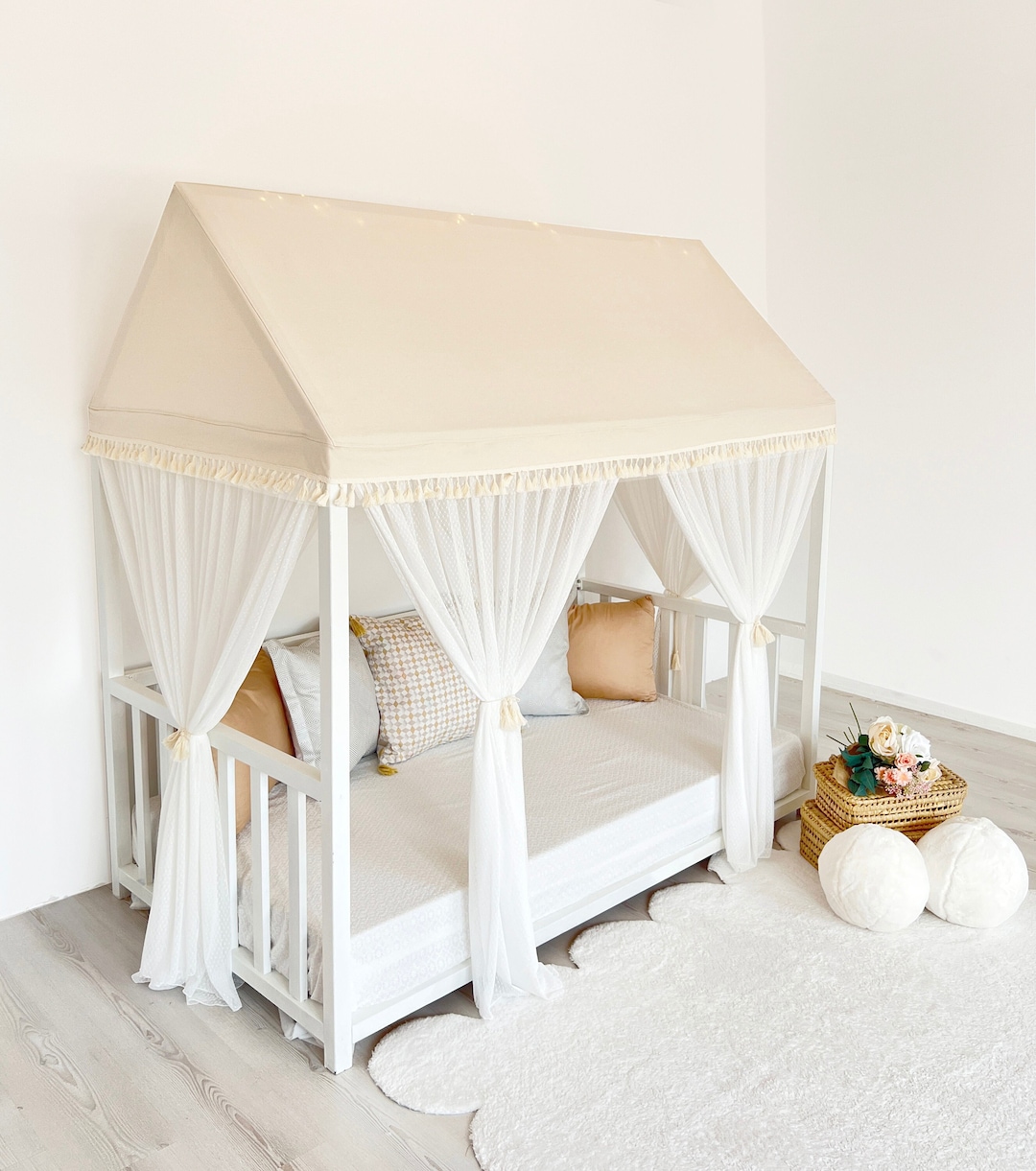 Bed Canopy White; Custom Canopy; Boho Bed Canopy; Bed Canopy Kids ...