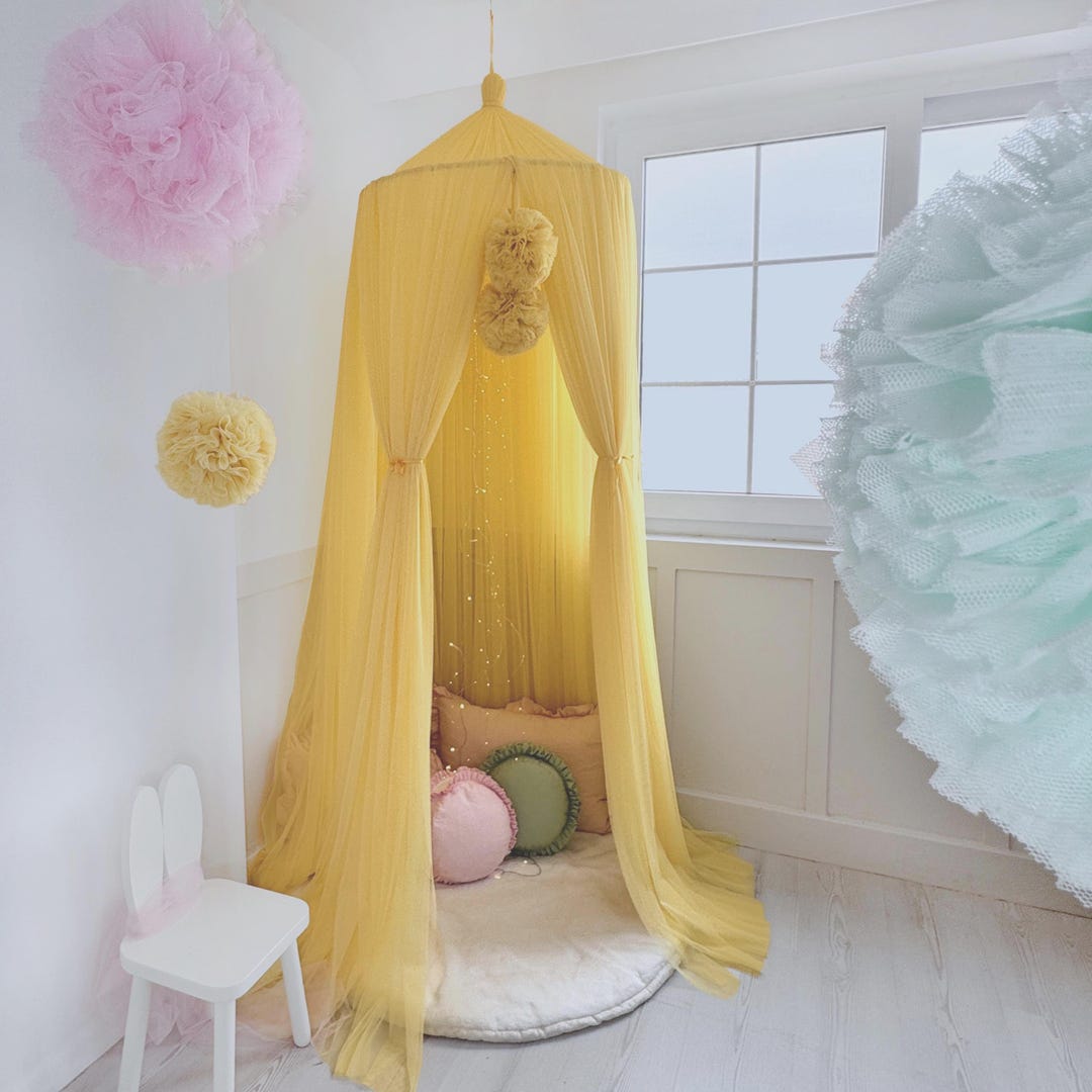 Yellow Tulle Bed Canopy, Kids Reading Nook, Crib Netting - Etsy