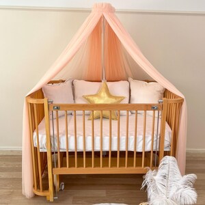 Salmon Crib Canopy, Nursery Bed Canopy, Canopy Bed Curtains, Tulle ...