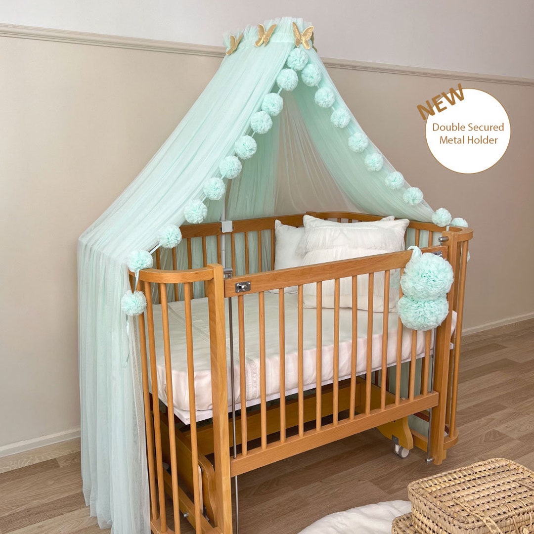 Baby Green Crib Canopy, Nursery Bed Canopy, Canopy Bed Curtains, Tulle ...