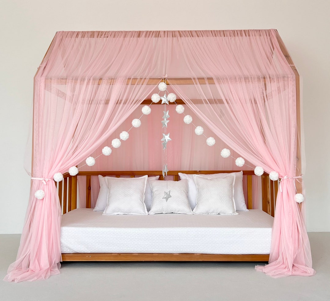 Pink House Canopy, Customized Bed Canopy, Montessori Bed Curtains ...