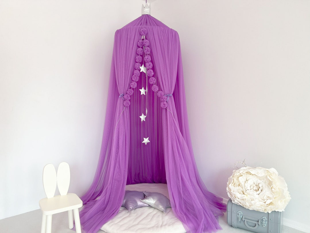 Purple Canopy, Purple Tulle Canopy, Bed Curtains, Crib Canopy, Canopy ...
