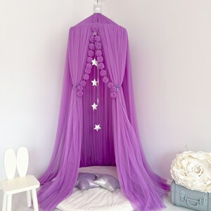 Purple Canopy, Purple Tulle Canopy, Bed Curtains, Crib Canopy, Canopy ...
