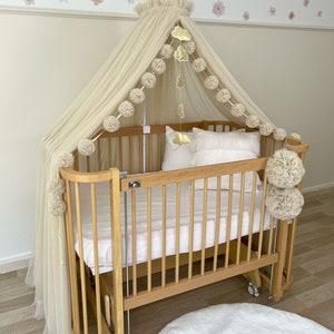 Beige Crib Canopy, Nursery Bed Canopy, Canopy Bed Curtains, Tulle ...