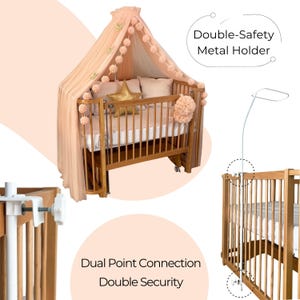 Salmon Crib Canopy, Nursery Bed Canopy, Canopy Bed Curtains, Tulle ...