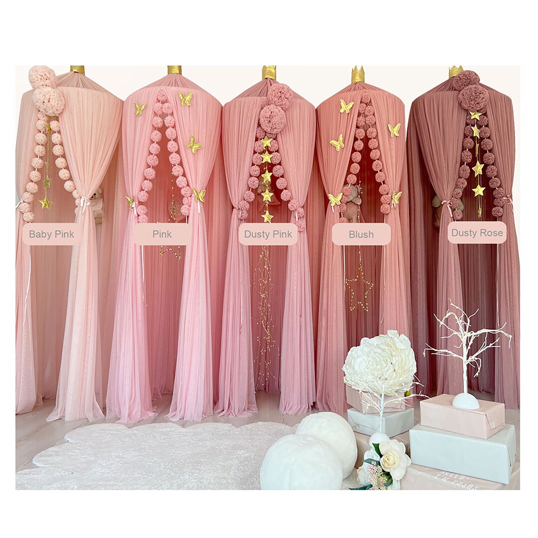 Dusty Rose Canopy, Tulle Canopy Bed , Rose Pink Bed Curtain, Crib ...
