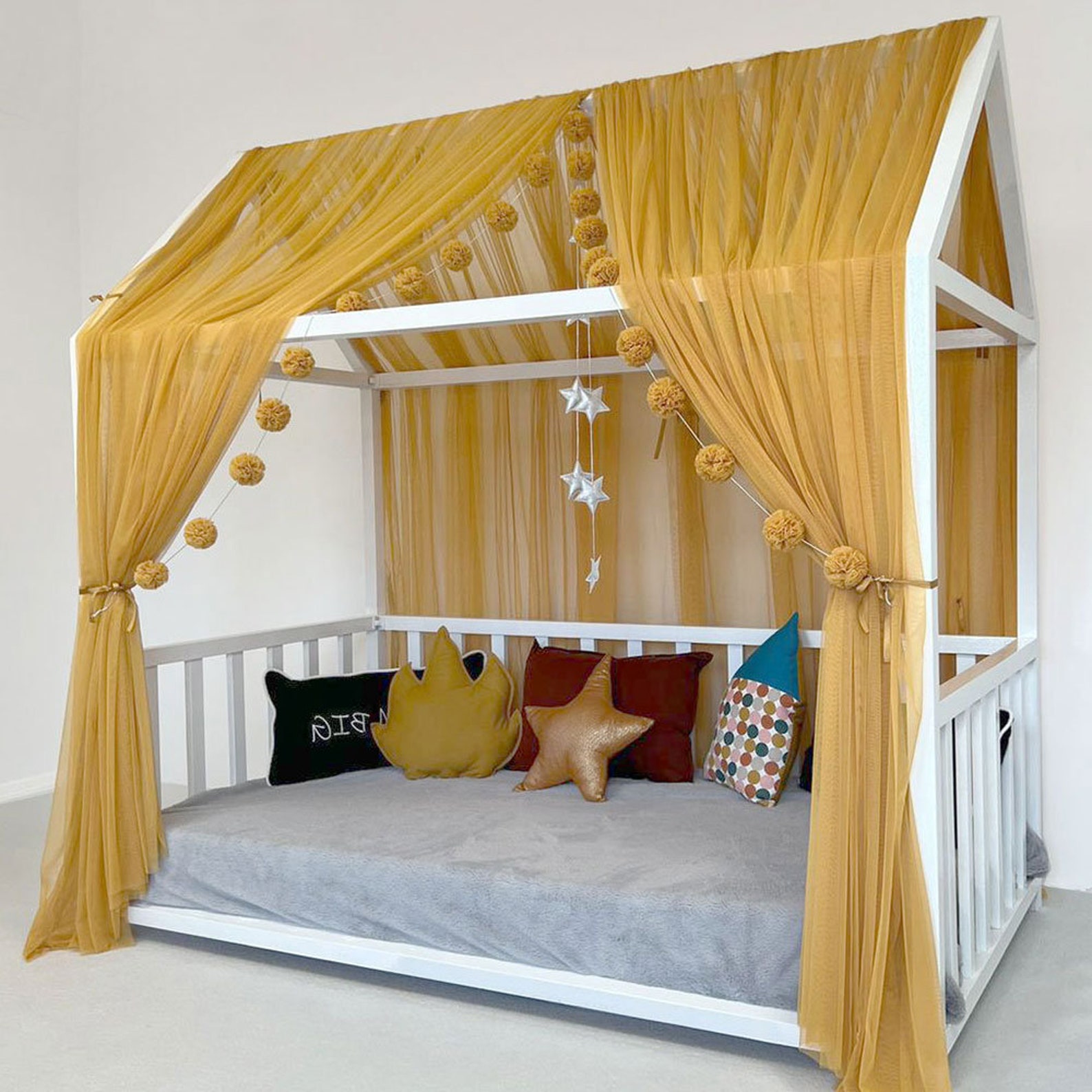 Mustard House Bed Canopy, Tulle Canopy, Customized Montessori Bed ...