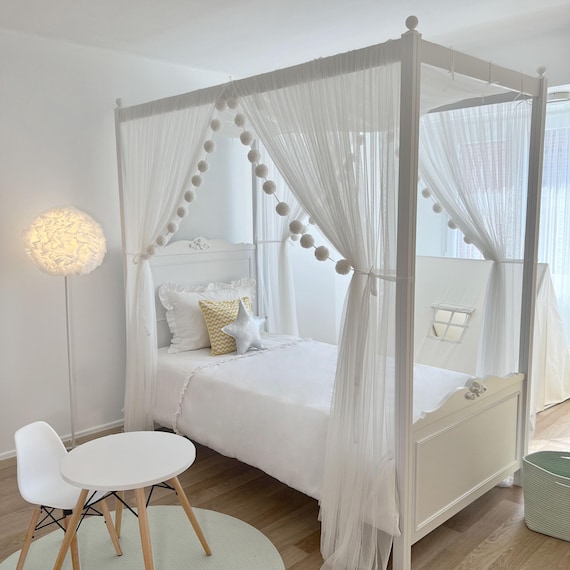 White Canopy Bed Four Poster Bed square Canopy Bed Montessori Bed Canopy Canopy Bed Curtains Twin Canopy Bed Etsy