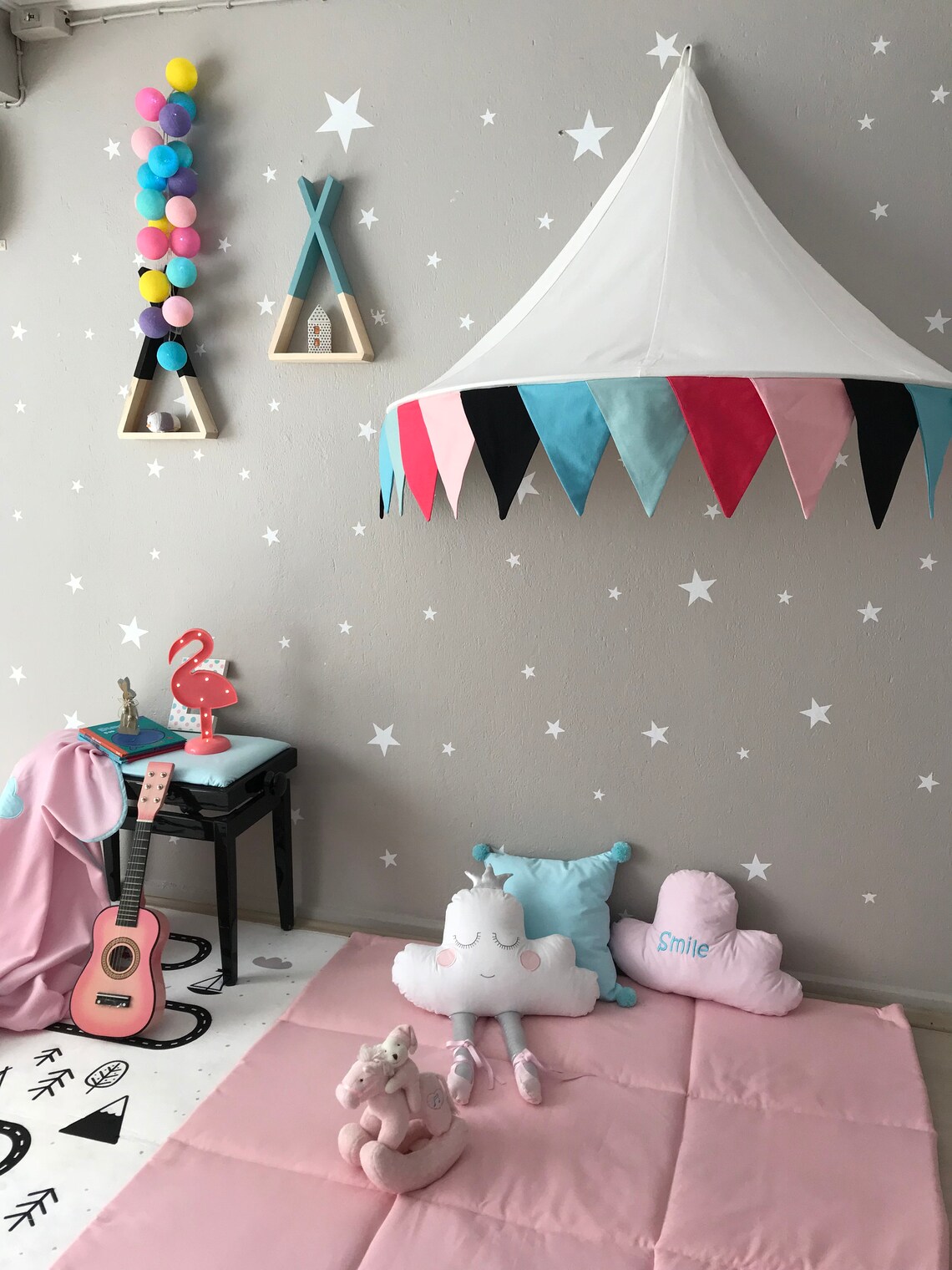 Canopy Tepee, Play Corner, Kids Teepee, Hanging Kids Tent, Canopy ...