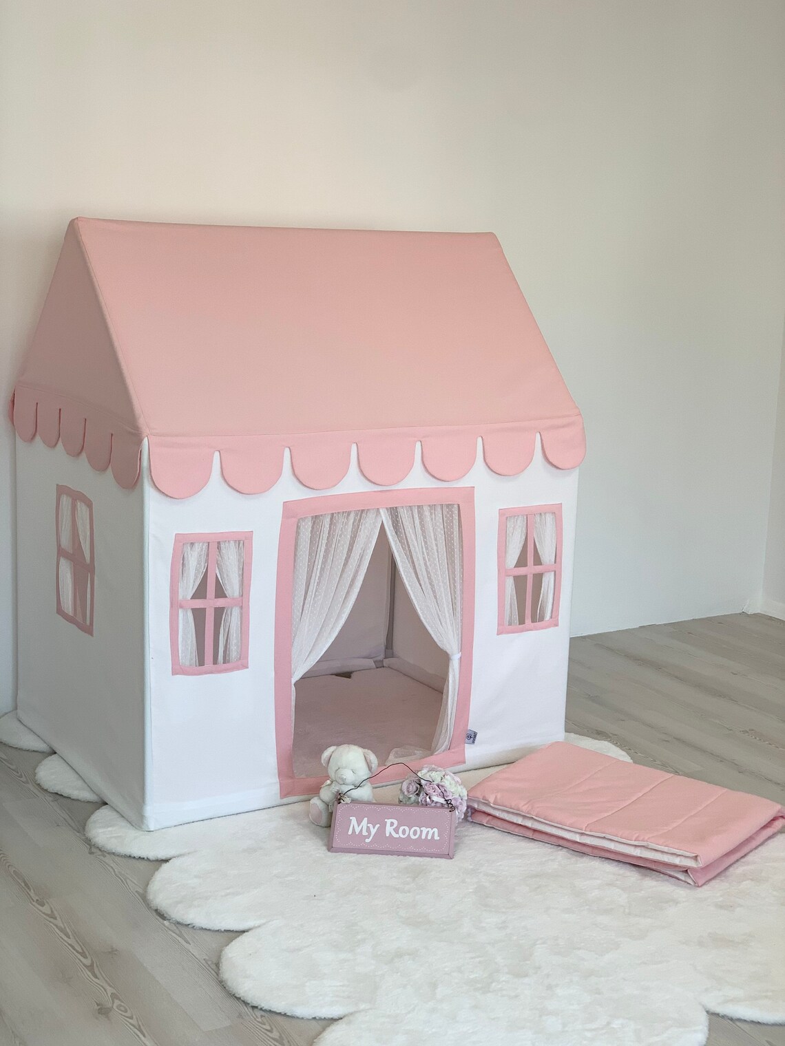 Playhouse Kids Playhouse in Pink and White Canvas Play House - Etsy