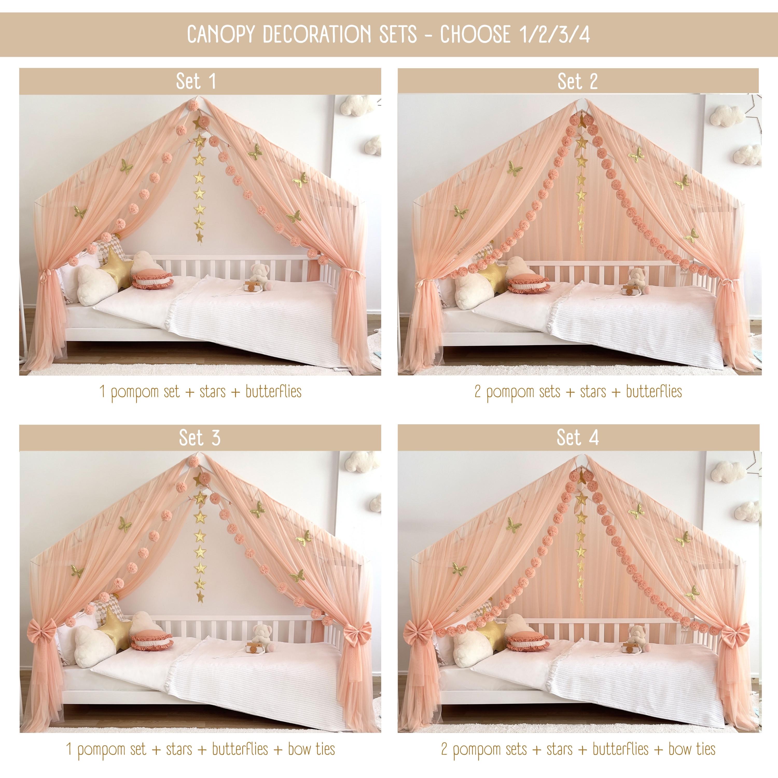 Montessori Bed Canopy Salmon Custom House Bed Curtains for Kids Rooms ...