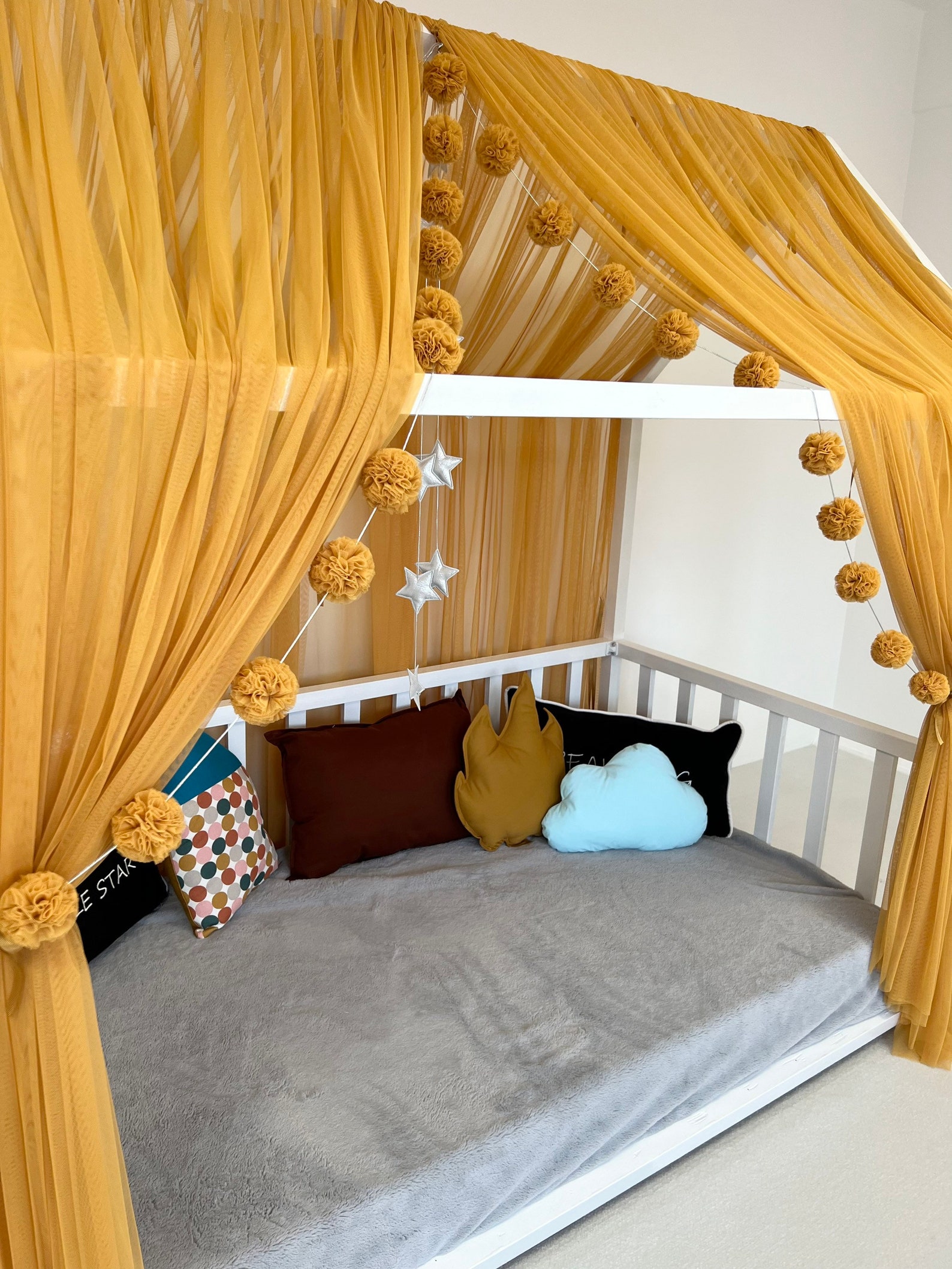 Mustard House Bed Canopy, Tulle Canopy, Customized Montessori Bed ...