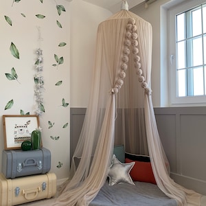 Beige canopy bed store