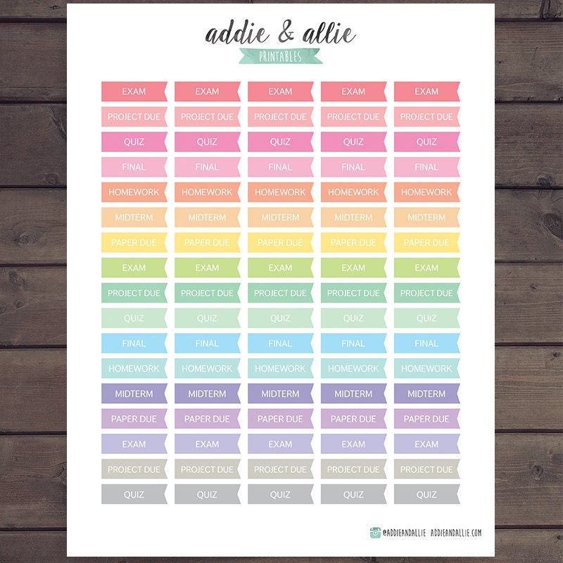 School Stickers, Student Stickers, Student Planner Stickers, Printable ...