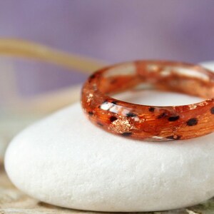 Orange Tiger Lily Ring Eco Resin Ring Delicate Ring Nature Rings Dried ...