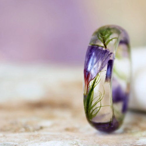Lilac Flower Resin Ring Nature Inspired Rings Moss Rings Green | Etsy