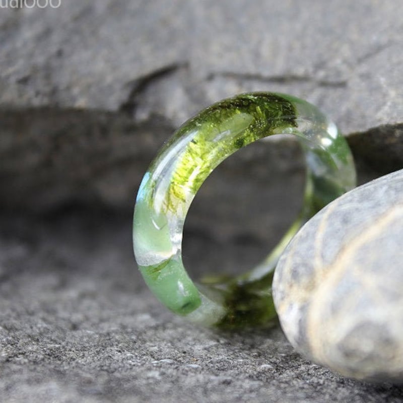 Moss Resin Ring - Etsy