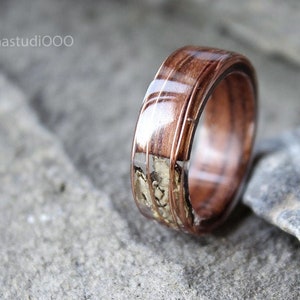 Mens Forest Ring Wood Moss Ring Brown Wood Resin Ring Men's Wooden Ring ...