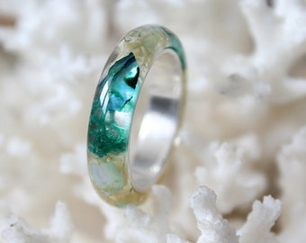 Ocean Resin ring Mermaid Ring Algae Ring Summer Ring | Etsy