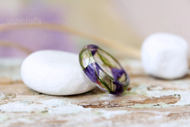Lilac Flower Resin Ring Nature Inspired Rings Moss Rings Green - Etsy