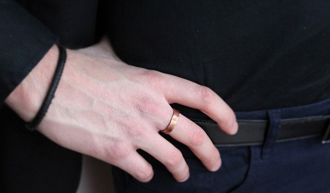 Copper Mens Ring Simple Adjustable Copper Ring Band Simple Copper Ring ...